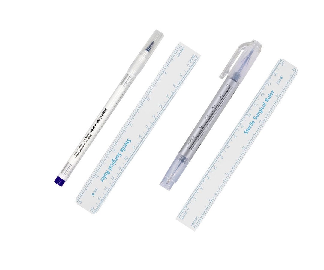 Surgical Tattoo Piercing Skin Marker Disposable Pen With Ruler 0.5/1 ...