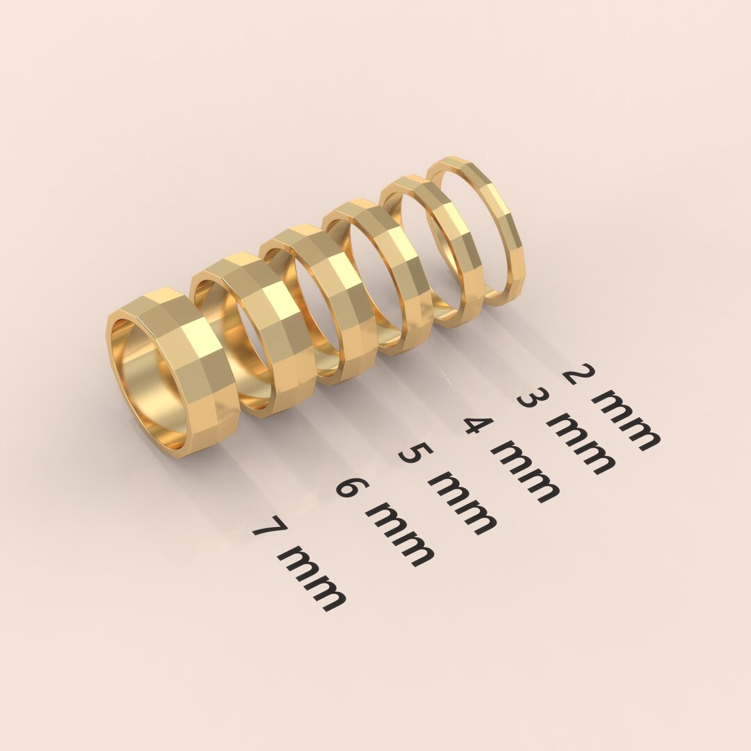 Gold Multi-faced Ring / 14k Solid Gold Bold Faceted Ring / Vintage ...