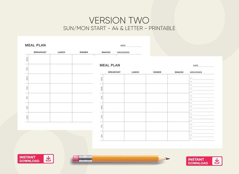 Weekly Meal Planner Printable | 7 Day Menu, Food & Meal Prep Organizer ...