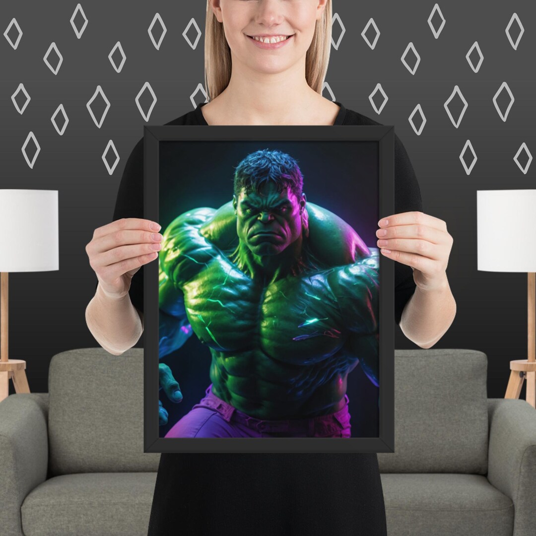 Neon Futuristic Superhero Hulk Wall Art Download - Etsy