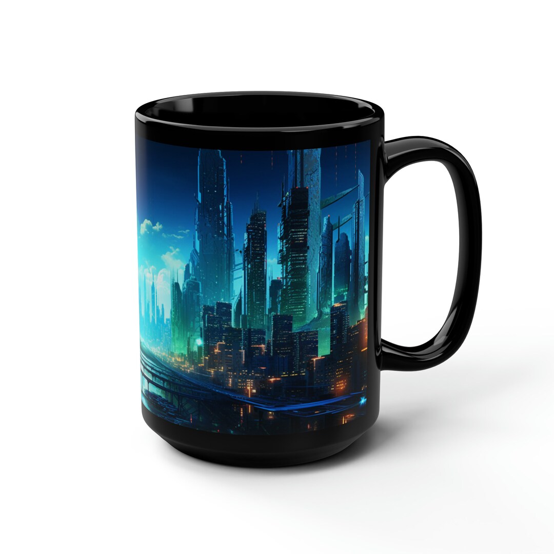 Futuristic Ai-themed Cityscape Large Black 15 Oz. Mug - Etsy