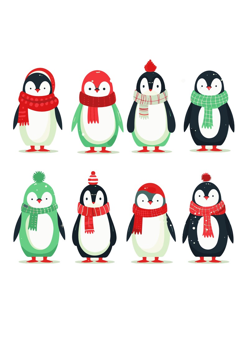 Christmas Penguin SVG PNG JGP Editable Vector Penguin Instant Digital ...