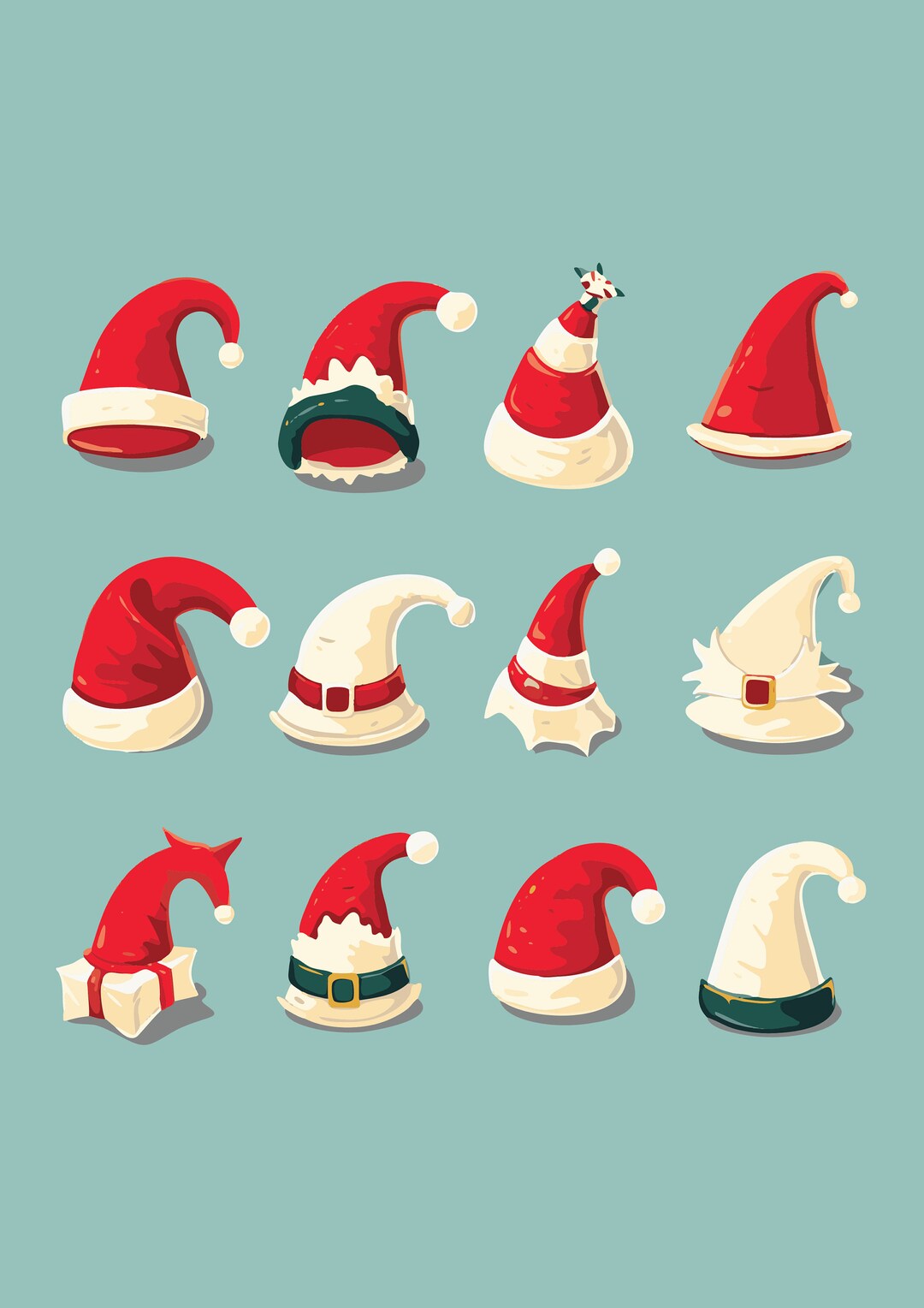 Santa Hats SVG PNG JGP Bundle 2 Editable Vector Santa Hats Instant ...
