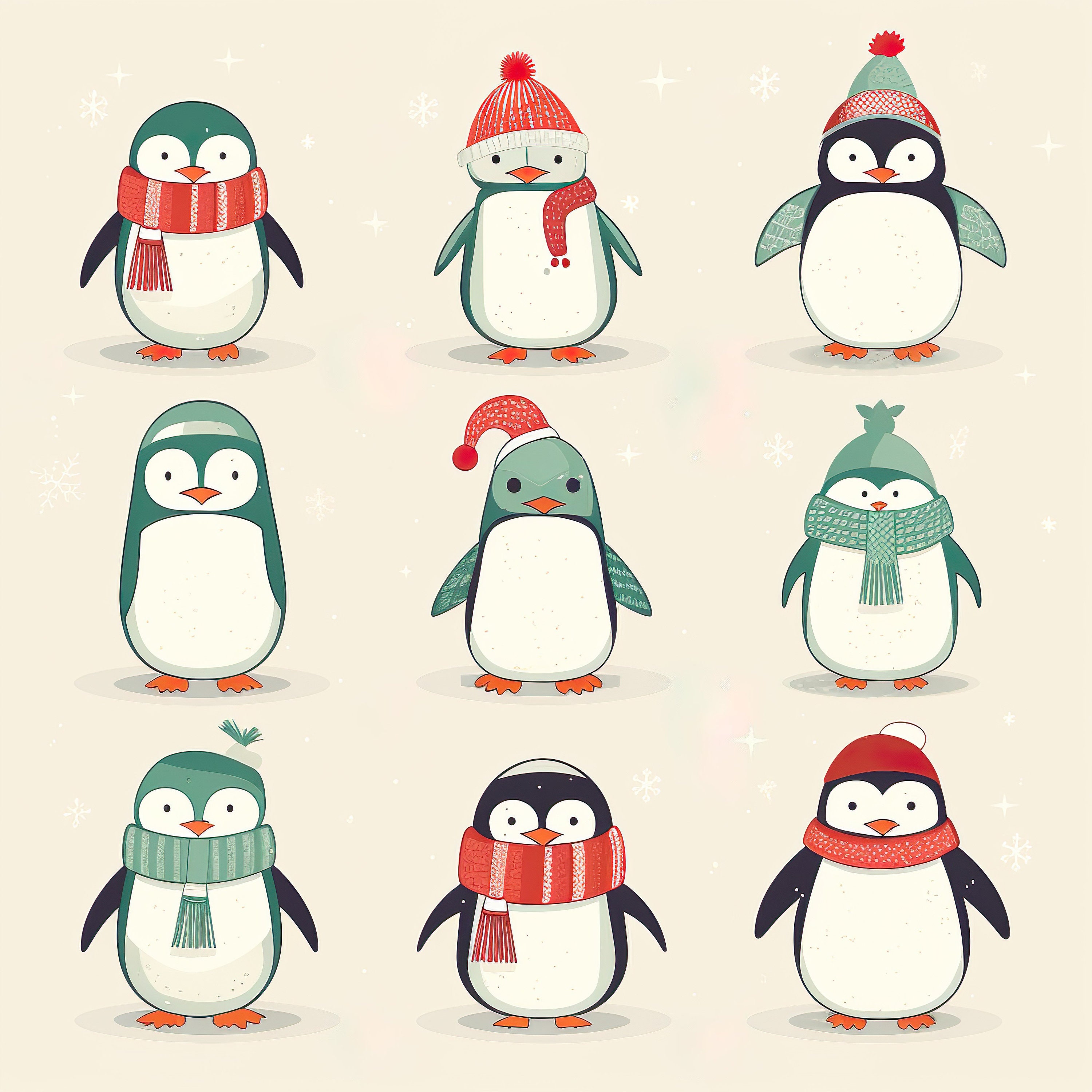 Christmas Penguin SVG PNG JGP Editable Vector Penguin Instant Digital ...