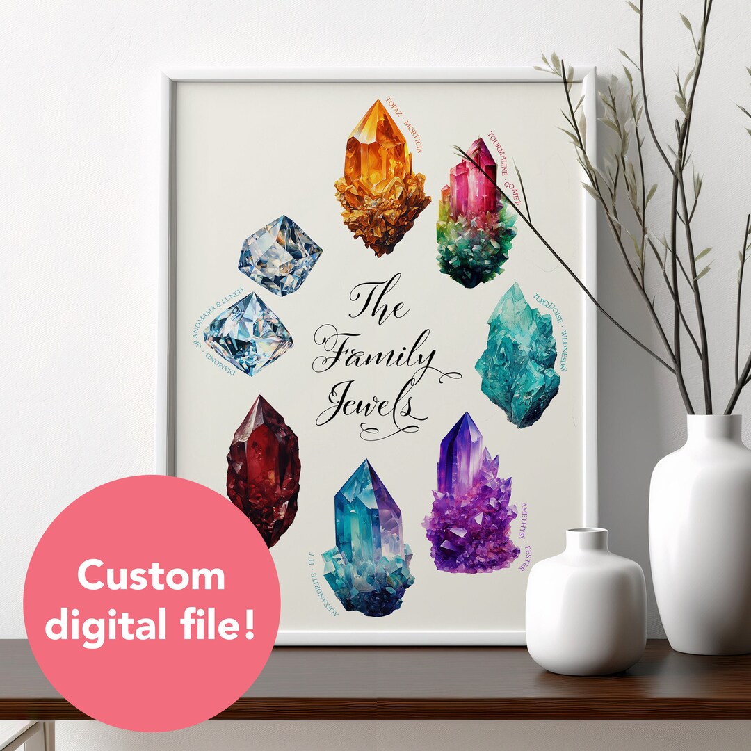 Birthstones Gem Wreath Digital File Personalized & Custom Family ...