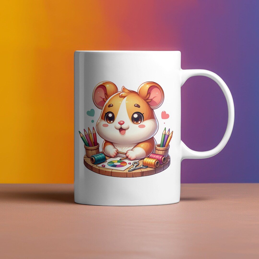 Hamster Doing Crafts Coffee Cup Dwarf Hamster Gift Funny Cute Hamster ...