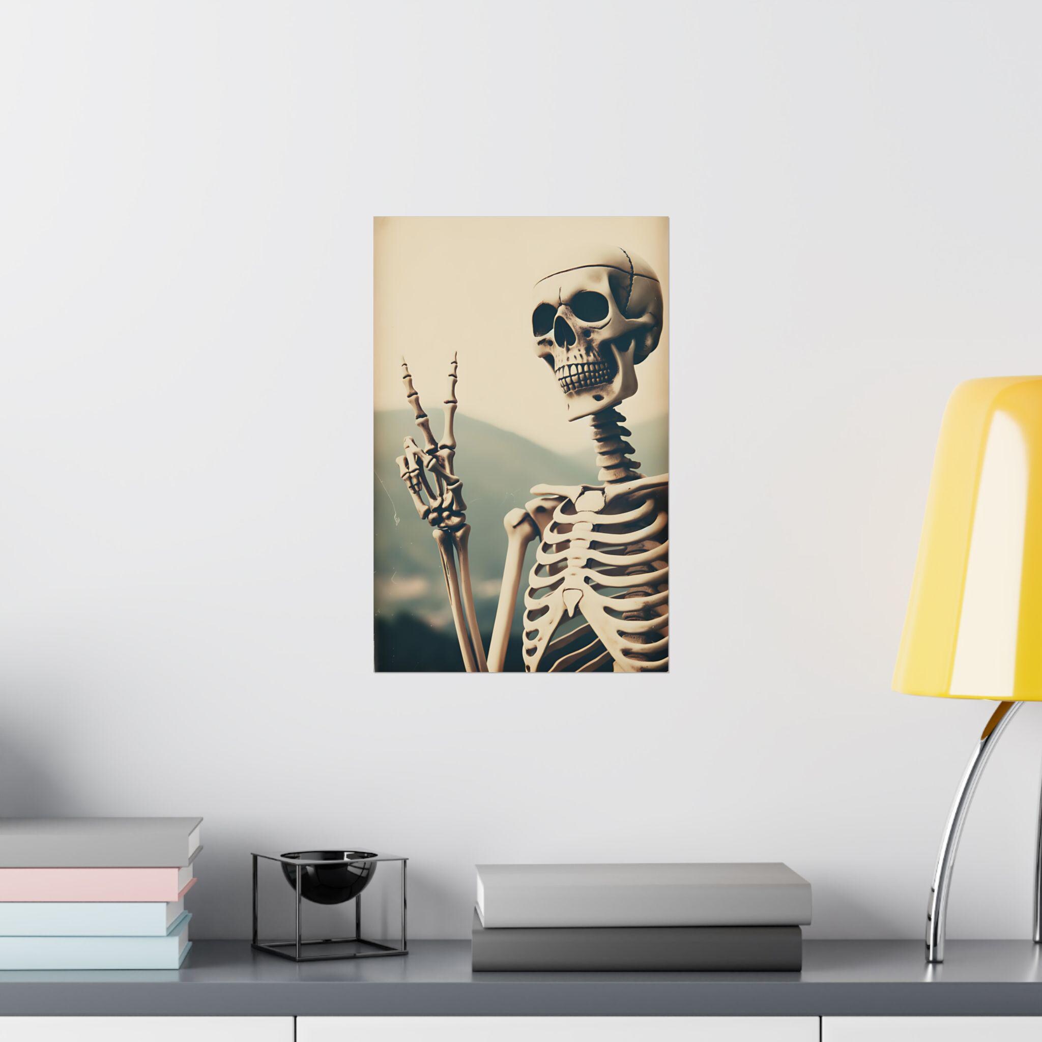 Skeleton Peace Sign Halloween Poster Best Gift for Halloween Fall ...