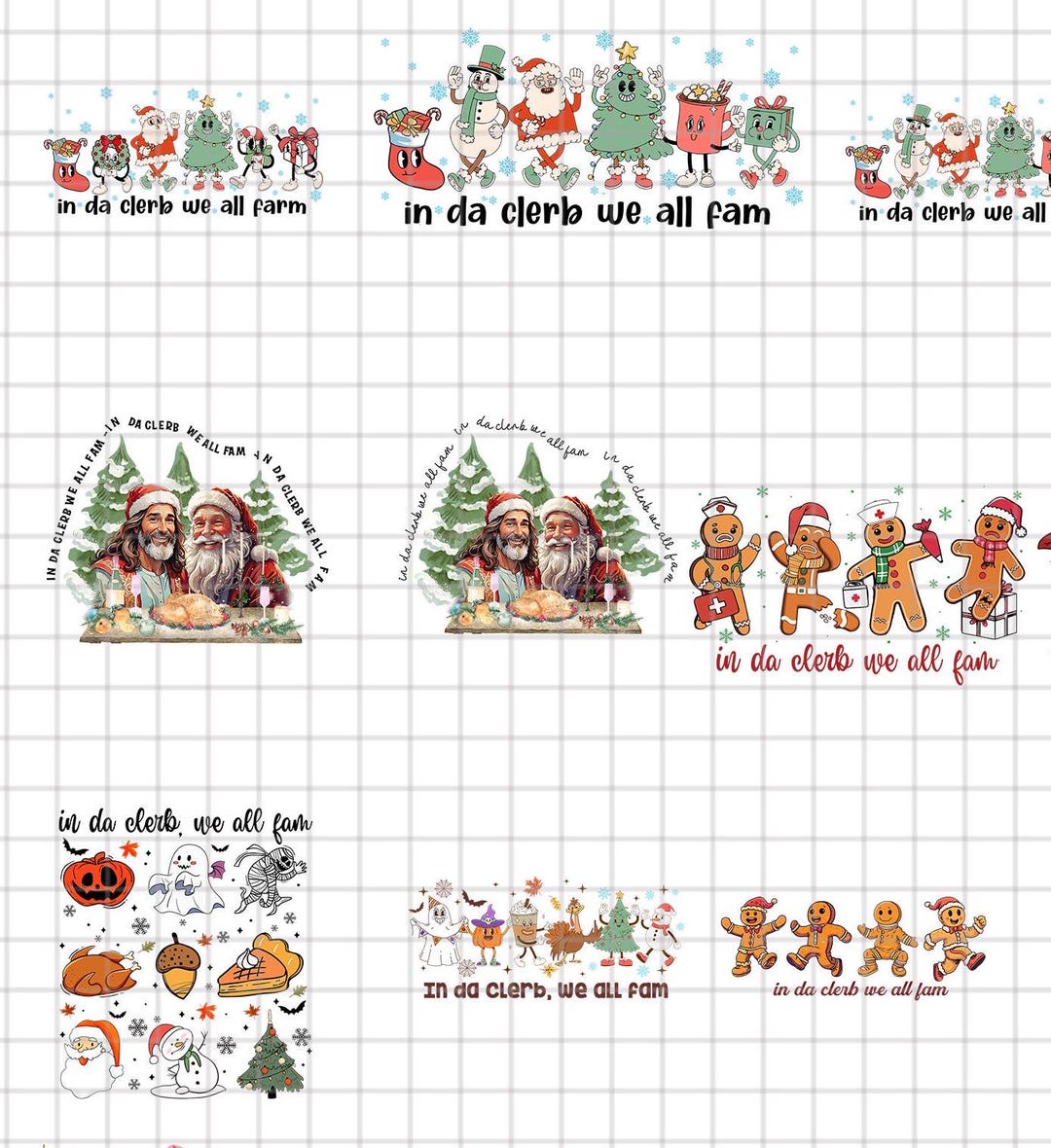 16 in Da Clerb We All Fam PNG Bundle, Thanksgiving Png, Christmas Png ...