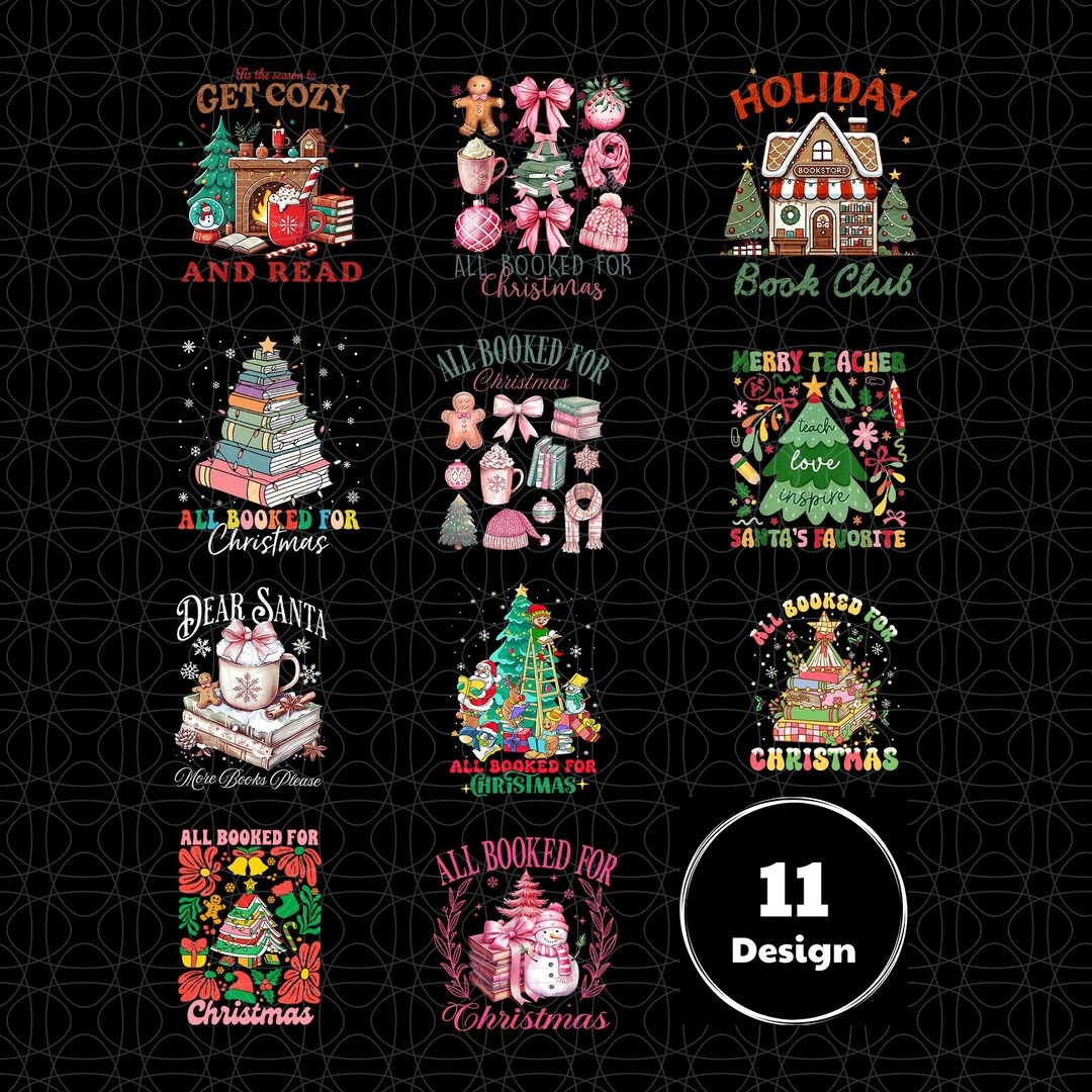11 All Booked for Christmas Png Bundle, Christmas Books Png,book Lovers ...