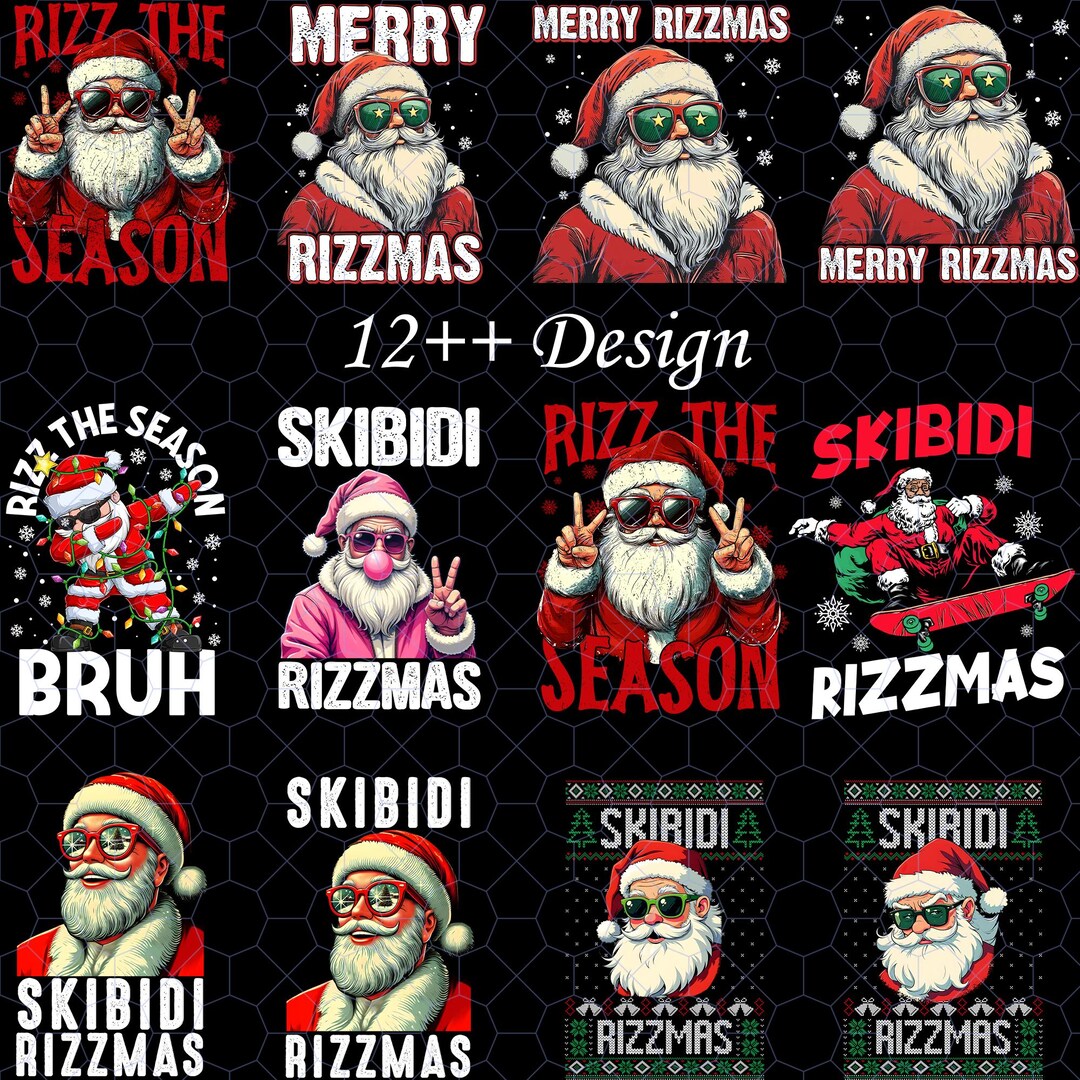 Skibidi Rizzmas Christmas Bundle Png, Funny Santa Christmas Design ...