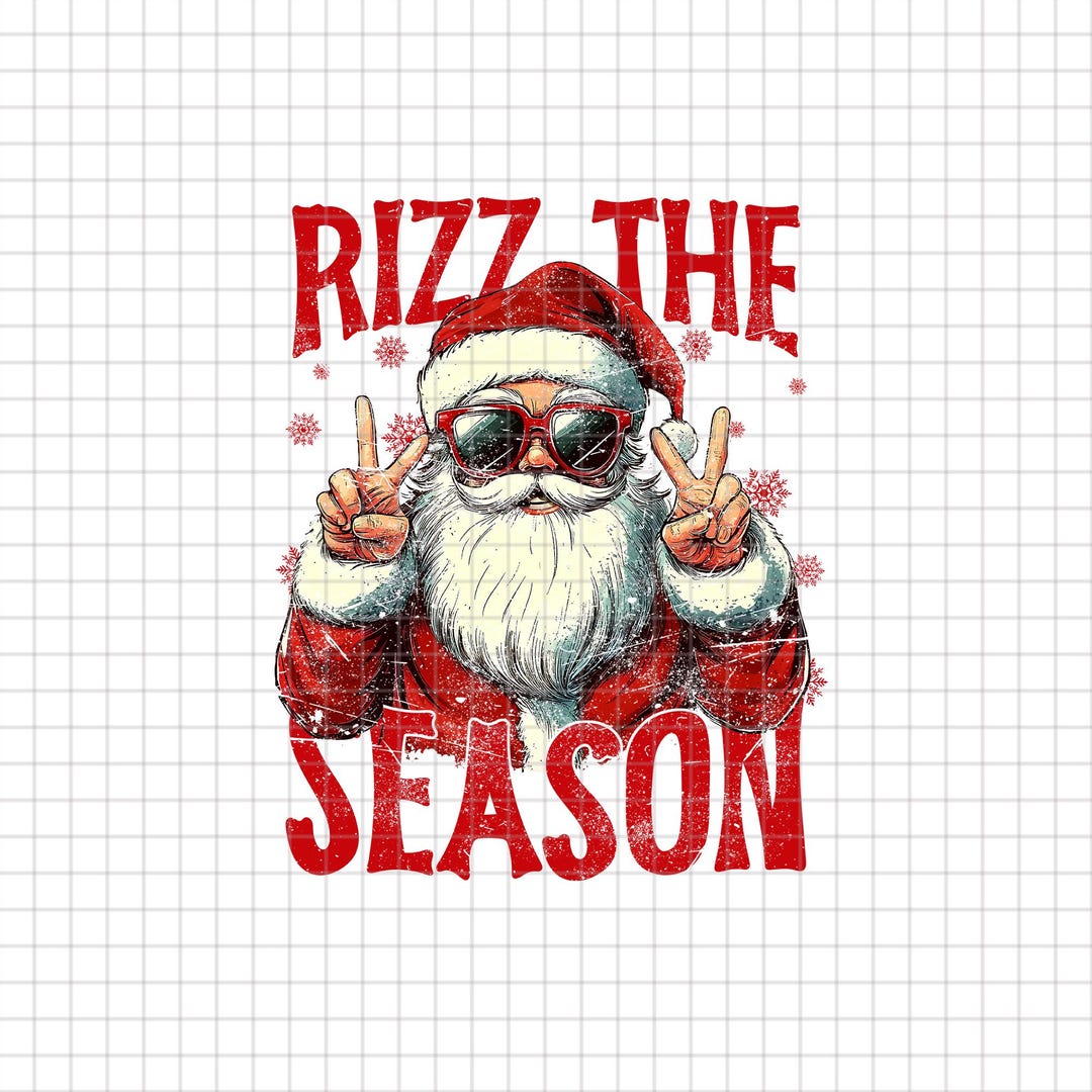 Rizz the Season Santa Claus Christmas Png, Punk Rock Funny Santa Clause ...