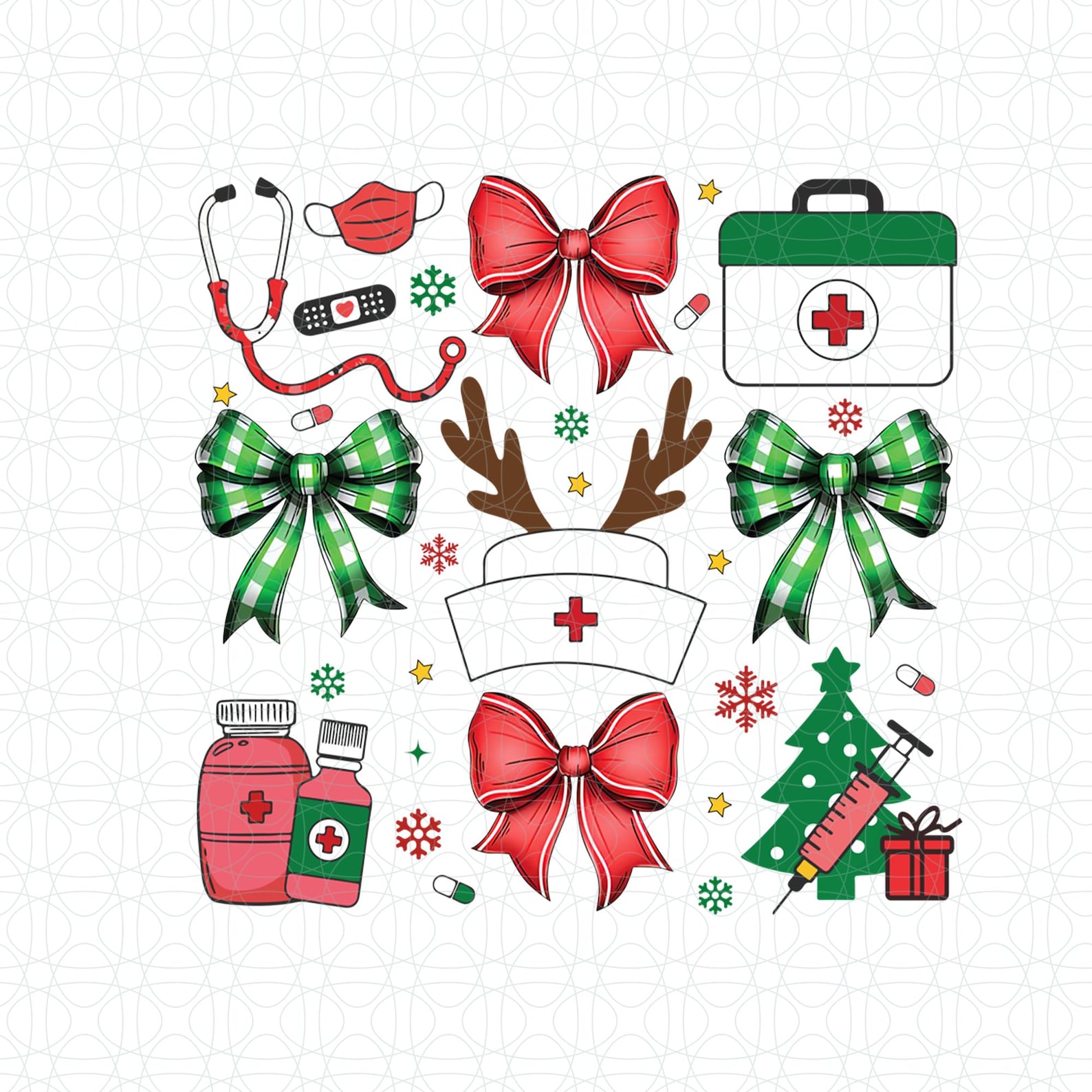 Coquette Christmas Nurse PNG, Nurse Christmas Bow PNG, Nurse Christmas ...