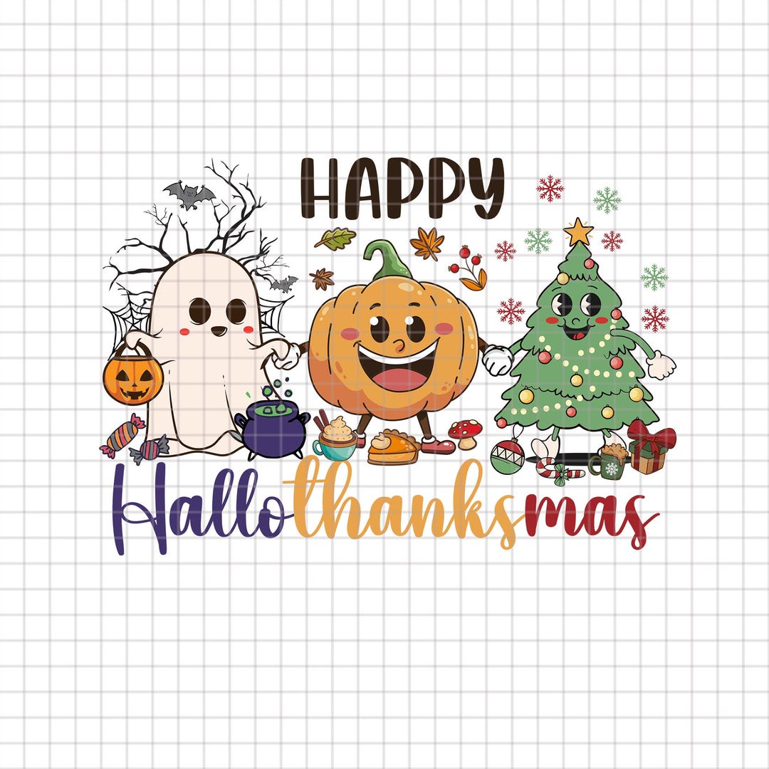 Happy Hallothanksmas PNG, Pumpkin Thanksgiving Christmas, Fall and ...