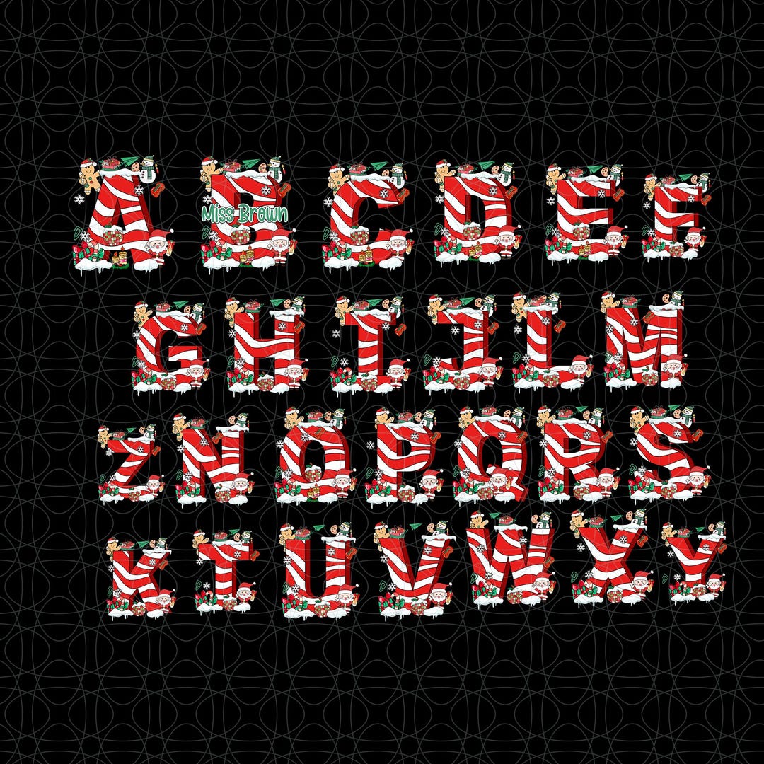Christmas Alphabet PNG Bundle, Santa Clasus, Monogrammed Family ...