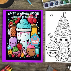 Kawaii Food Coloring Pages 50 Pages for Kids and Adults Cute Cartoon ...