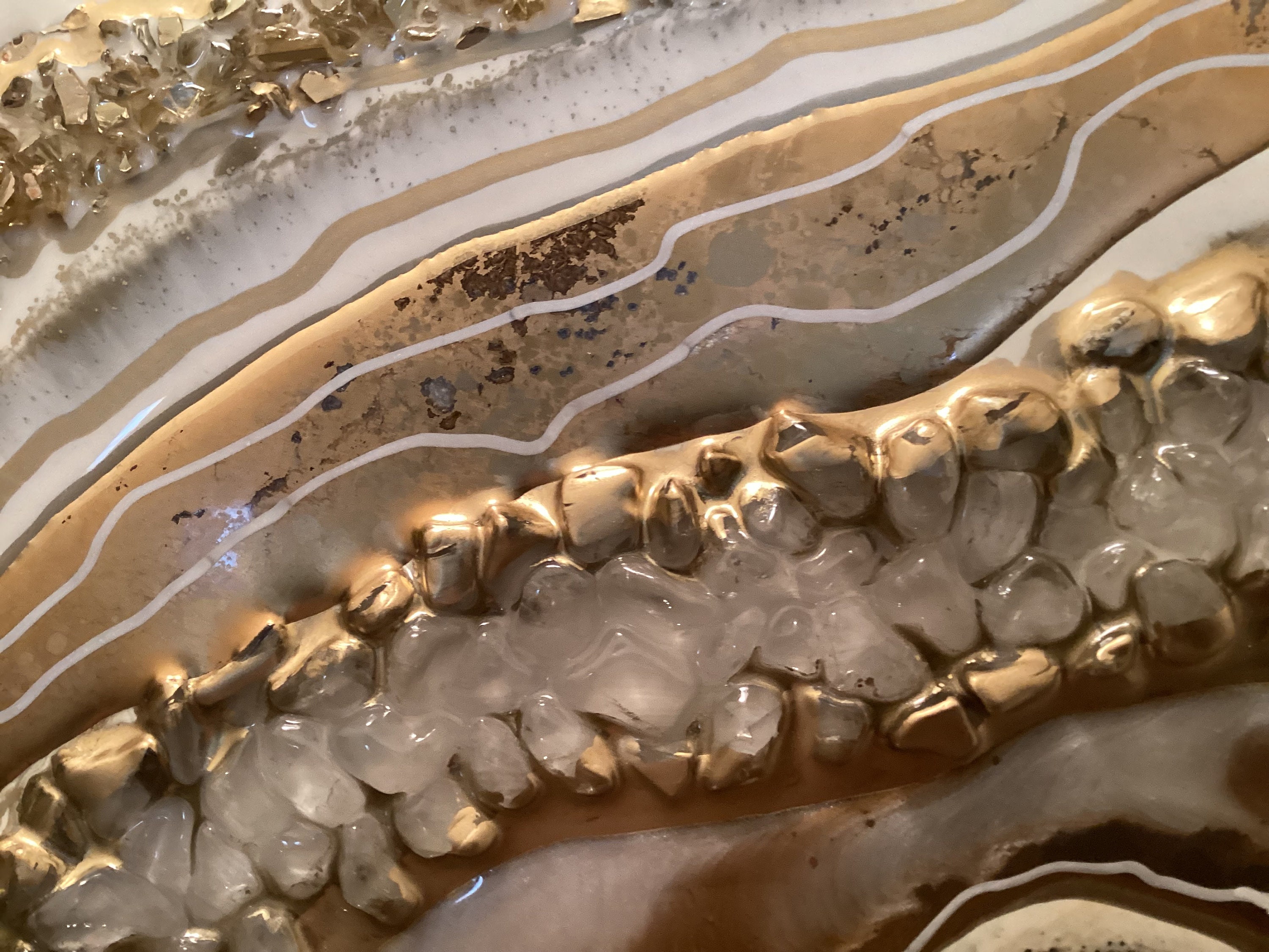 Geode Art Wall Hanging Summer Gold Gold and White With Quartz Crystals ...