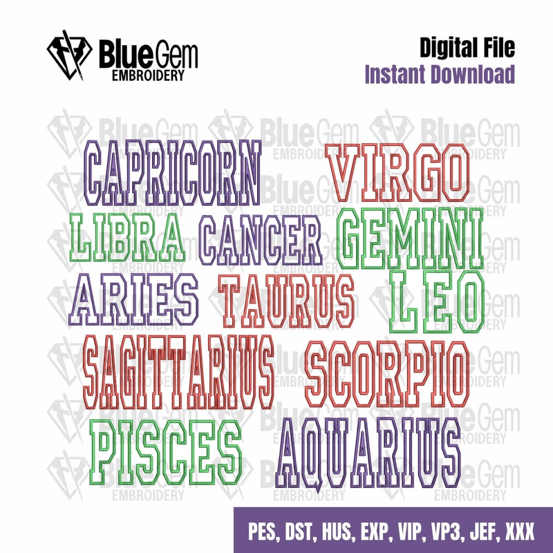 Embroidery Design Gemini - Etsy