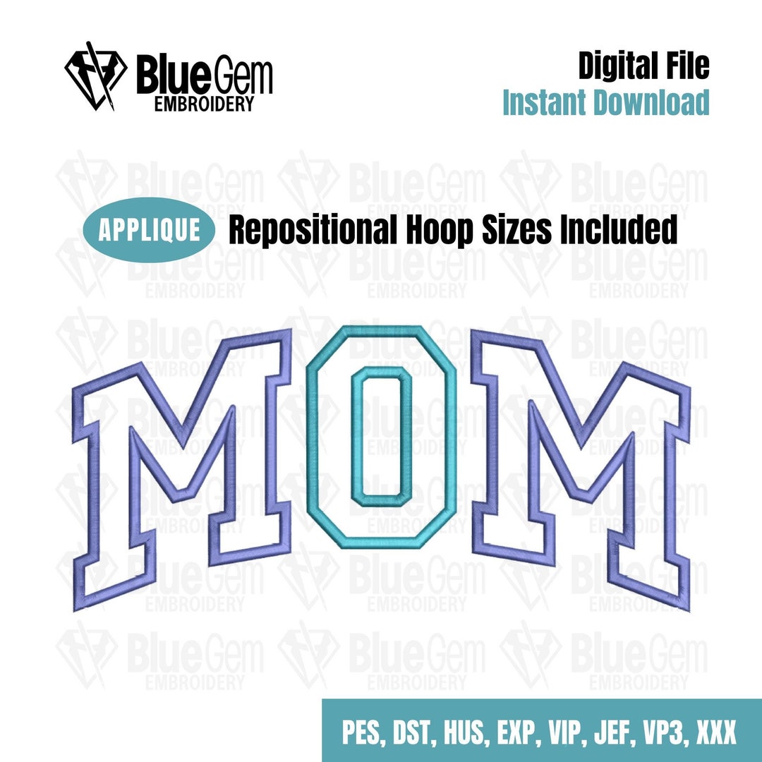 Mom Applique Embroidery Design: Curved Font (instant Download) - Etsy
