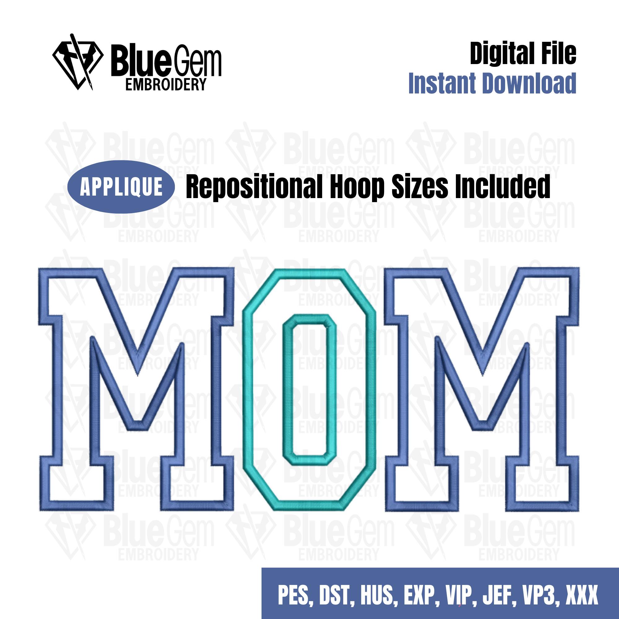 Mom Applique Embroidery Design: Split Sizes (instant Download) - Etsy