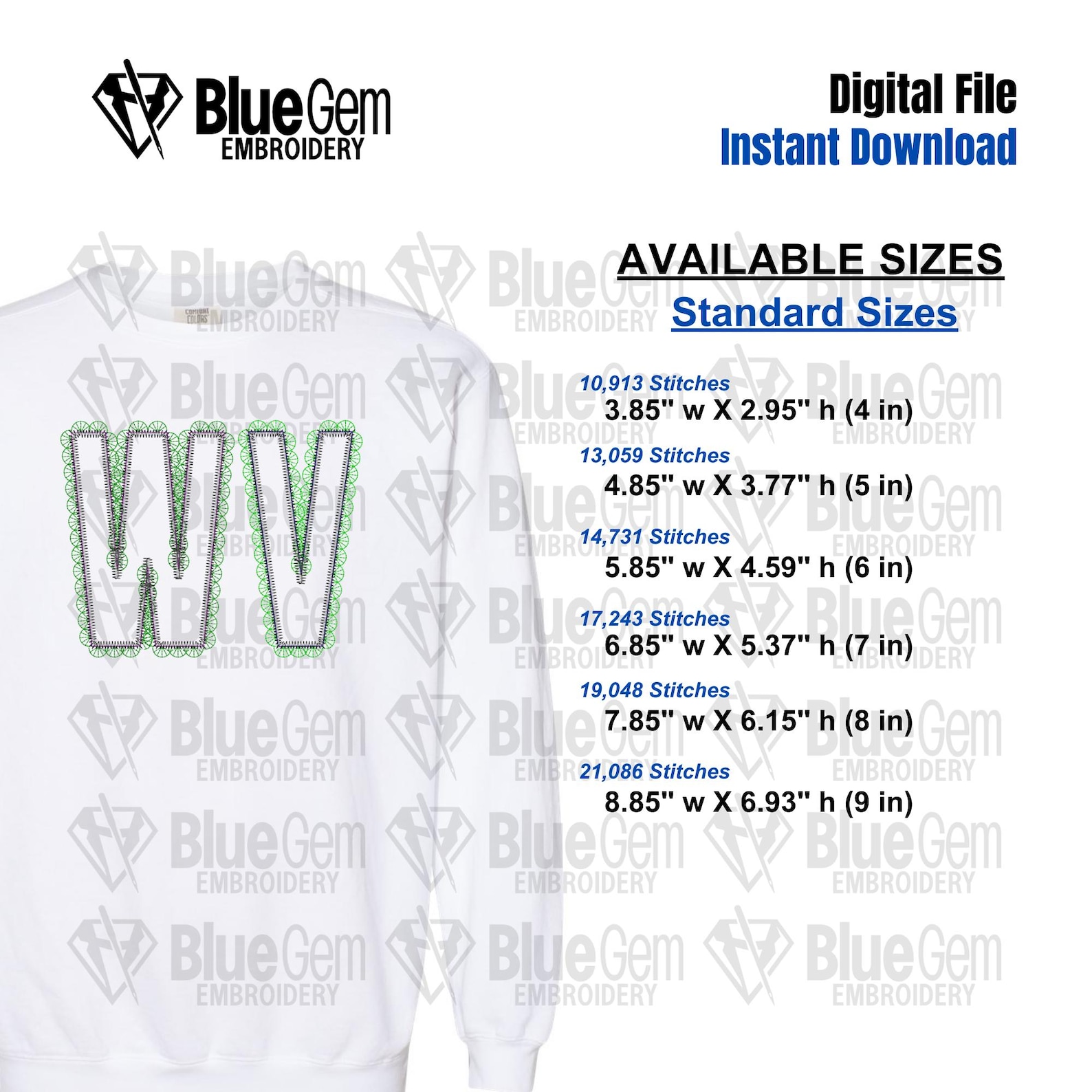 Lace WV Applique Embroidery Design – West Virginia Applique, Zigzag ...