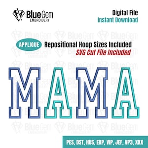 Mama Applique Embroidery Design: Includes SVG Cut File (instant ...