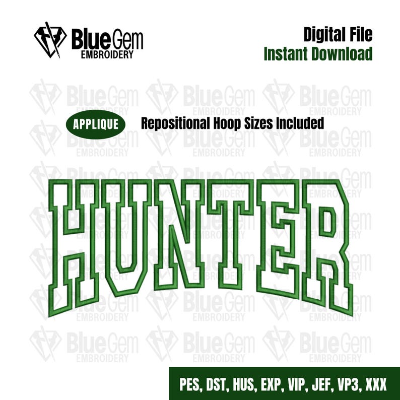 Hunter Applique Embroidery Design - Hunting Season Design (instant ...