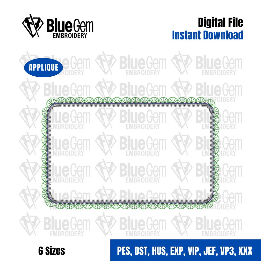 Lace Rectangle Applique Embroidery Design – Faux Lace, Zigzag Stitch ...
