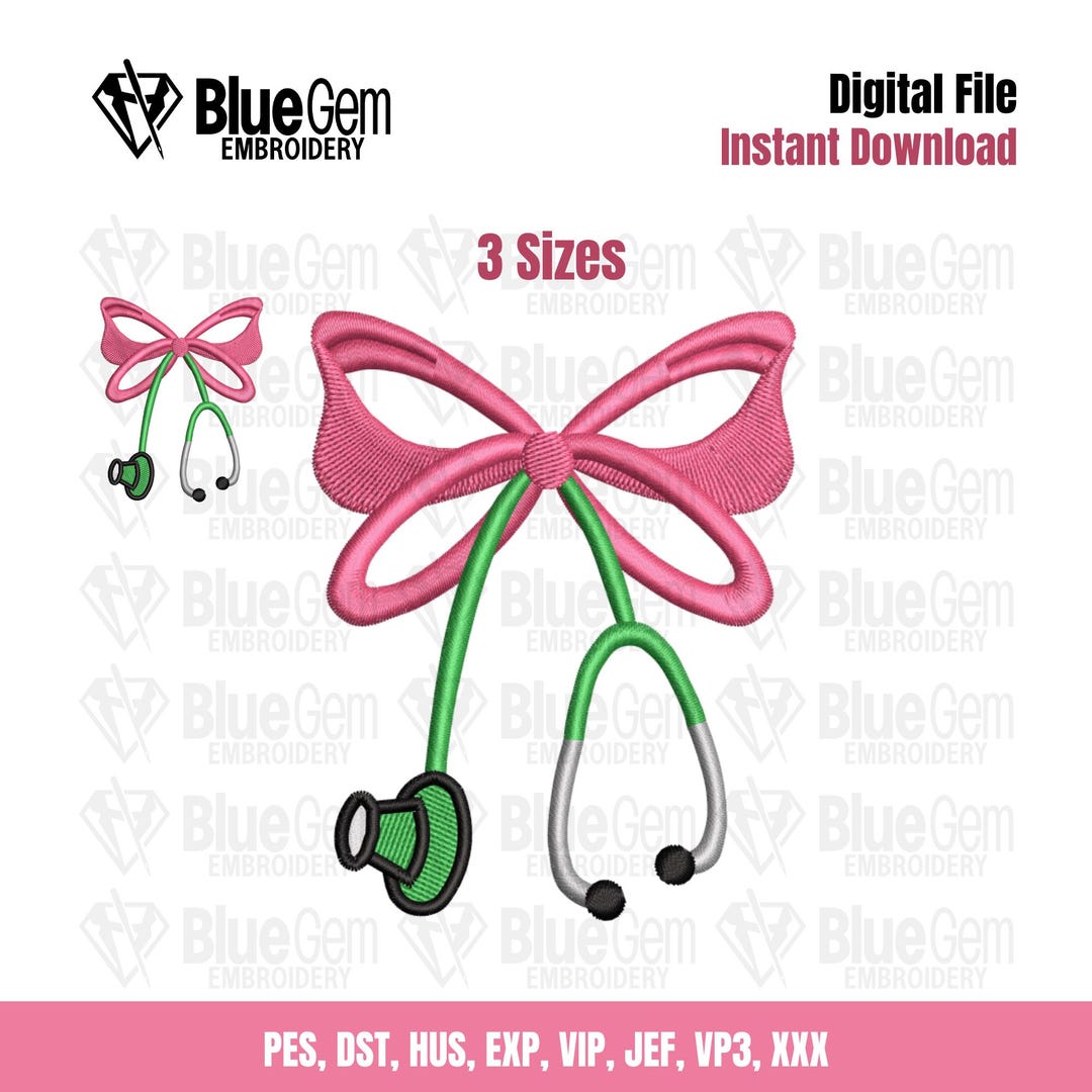 Nurse Stethoscope Embroidery Design -coquette Butterfly Stethoscope ...