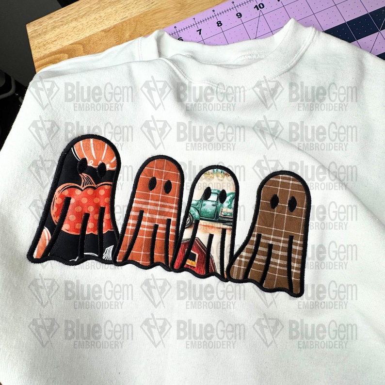 Applique Ghost Embroidery Design: Halloween Satin Stitch (instant ...