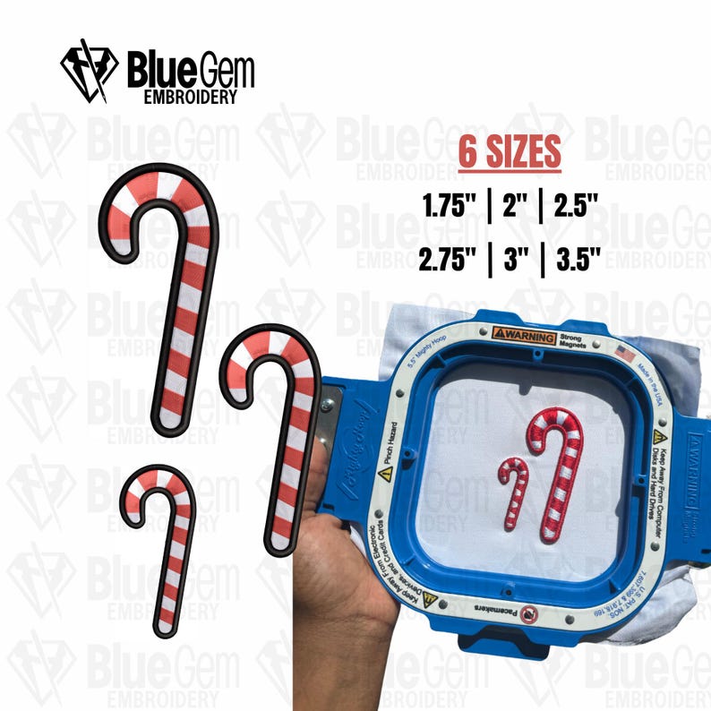 Candy Cane 3D Puff Christmas Embroidery Design (digital File) - Etsy