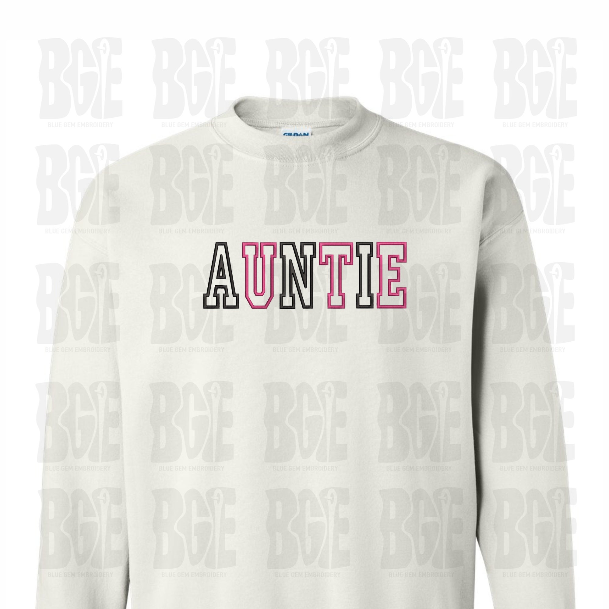 Auntie Applique Embroidery Design: Repositional Hoop Sizes (digital ...