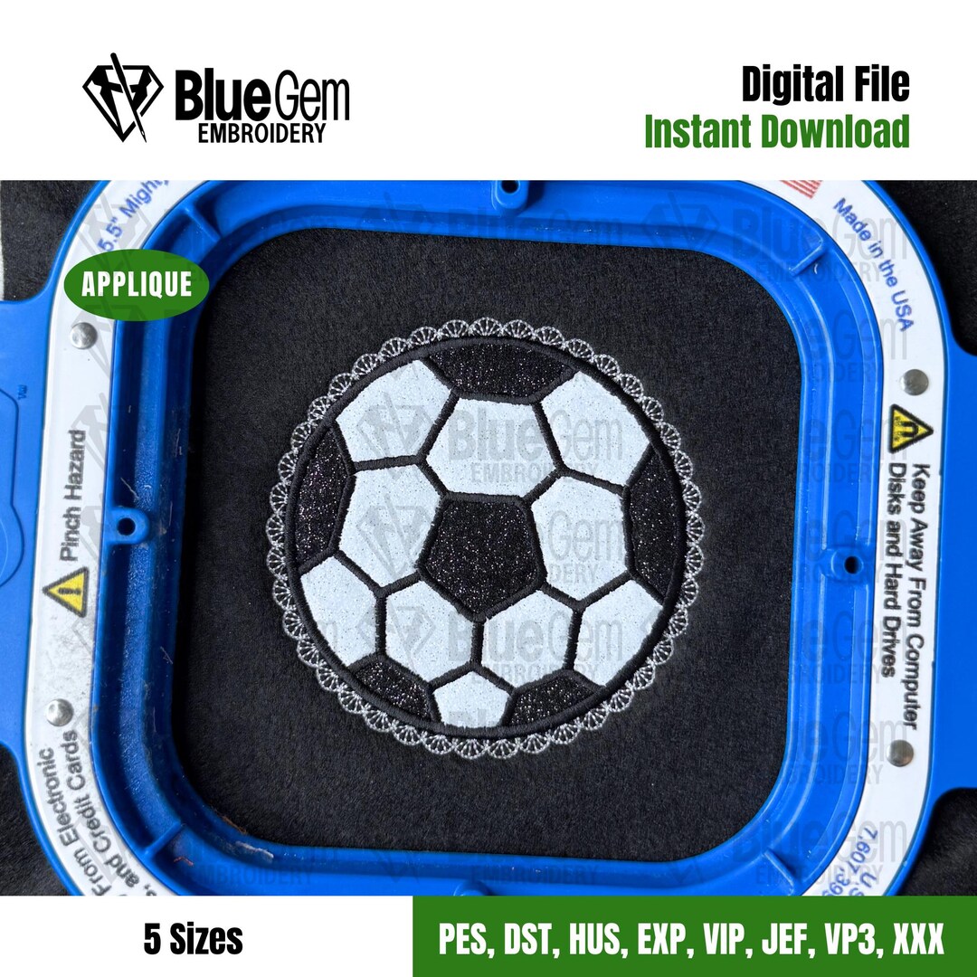 Lace Soccer Applique Embroidery Design – Faux Lace Design, Satin Stitch ...