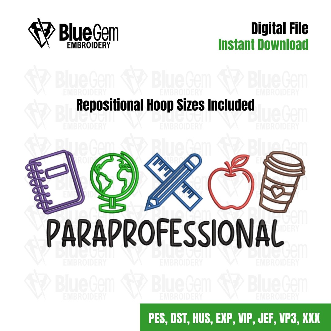 Paraprofessional Embroidery Design: Teacher Icon (instant Download) - Etsy