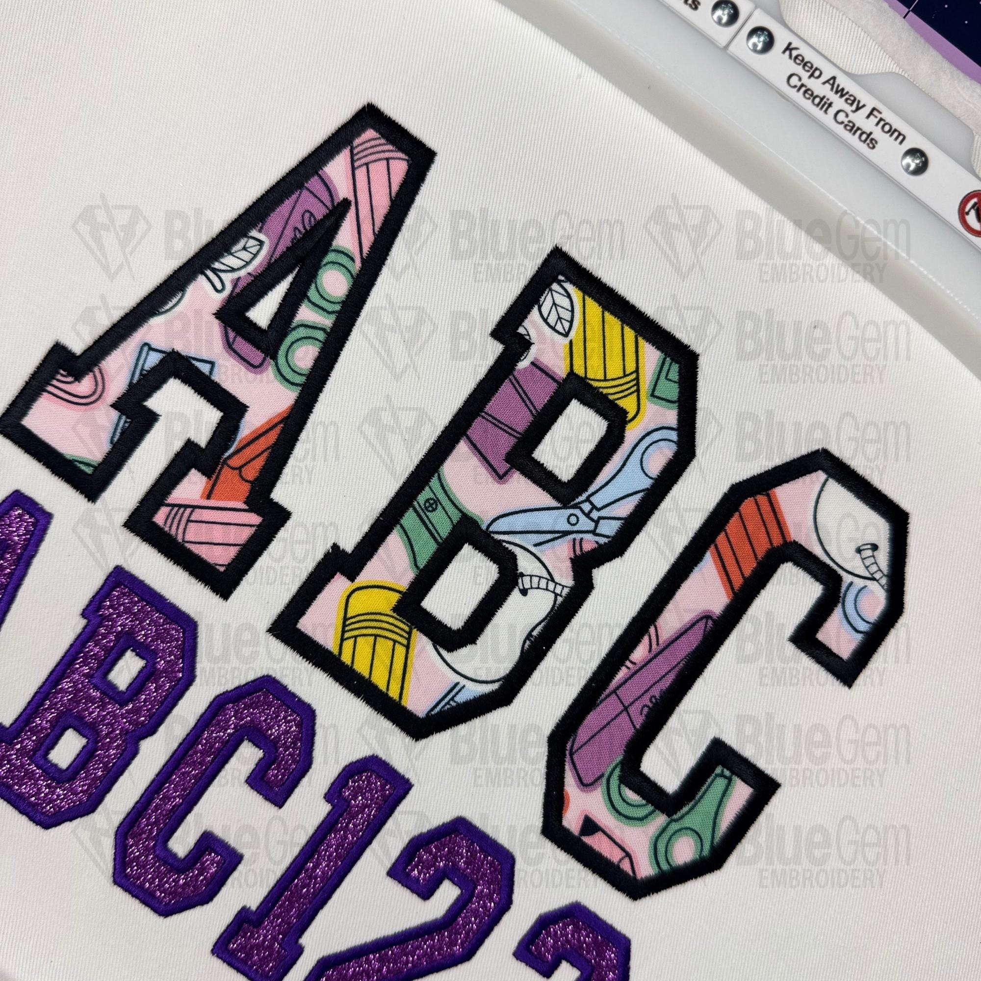 Varsity Applique Embroidery Font: Athletic College Style (BX Font ...