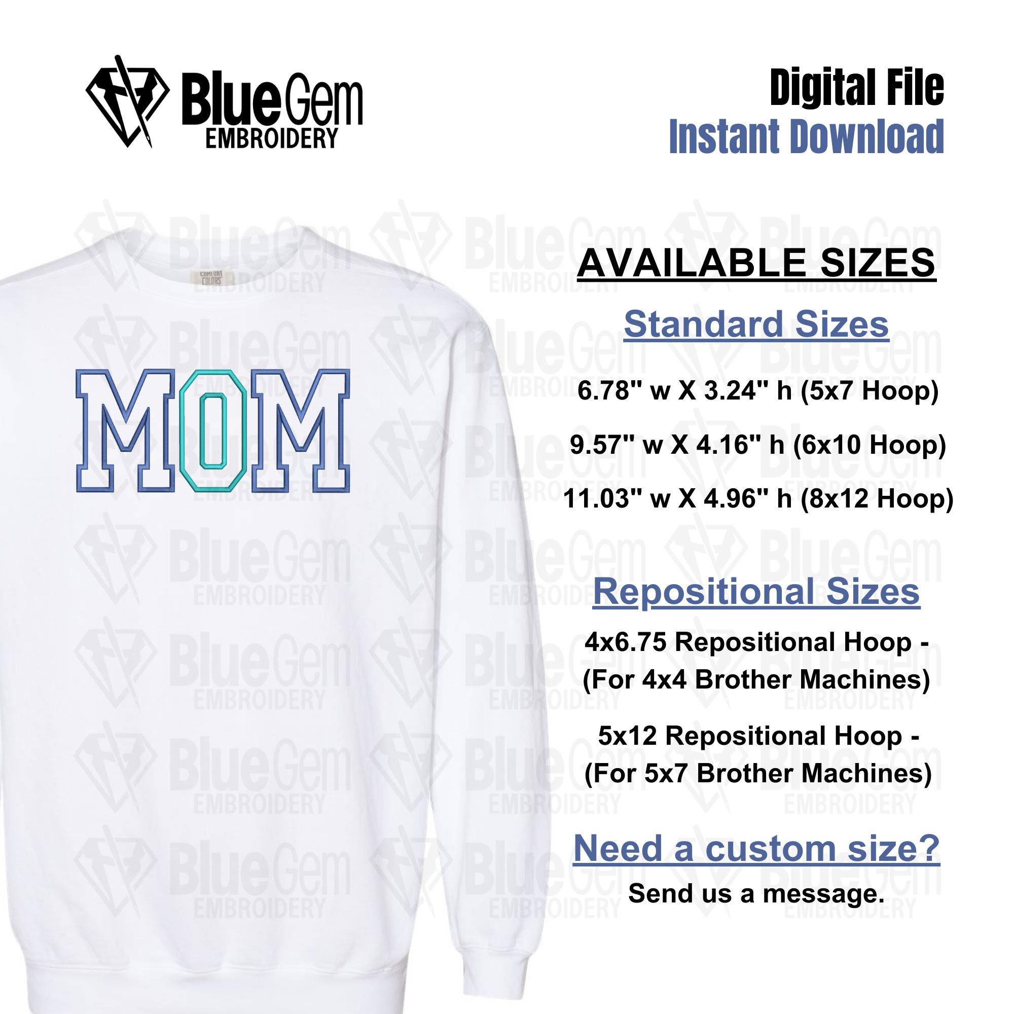 Mom Applique Embroidery Design: Split Sizes (instant Download) - Etsy