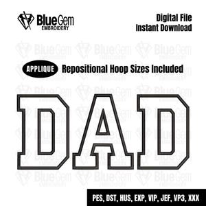 Dad Applique Embroidery Design - Dad Applique Straight Embroidery ...