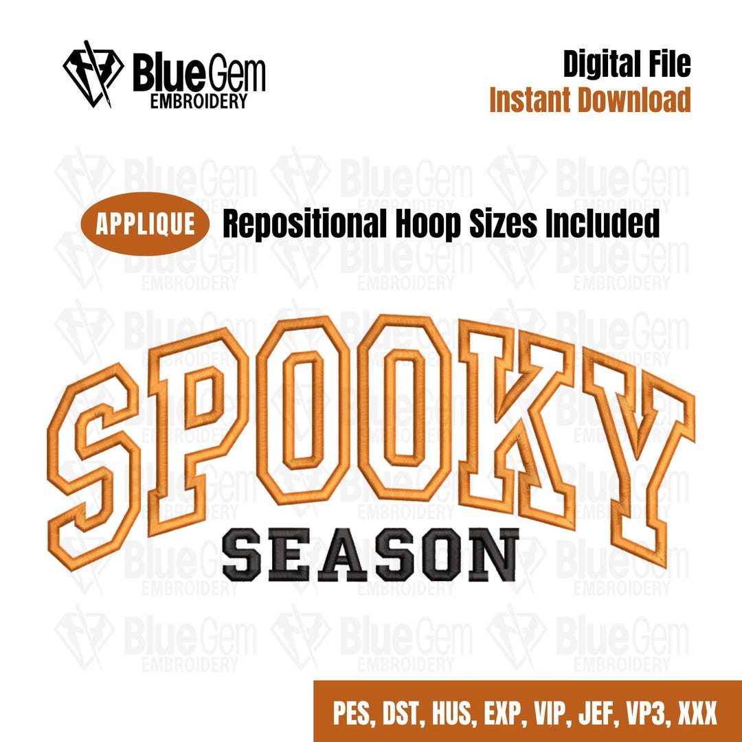 Spooky Season Applique Embroidery Design: Halloween (instant Download ...