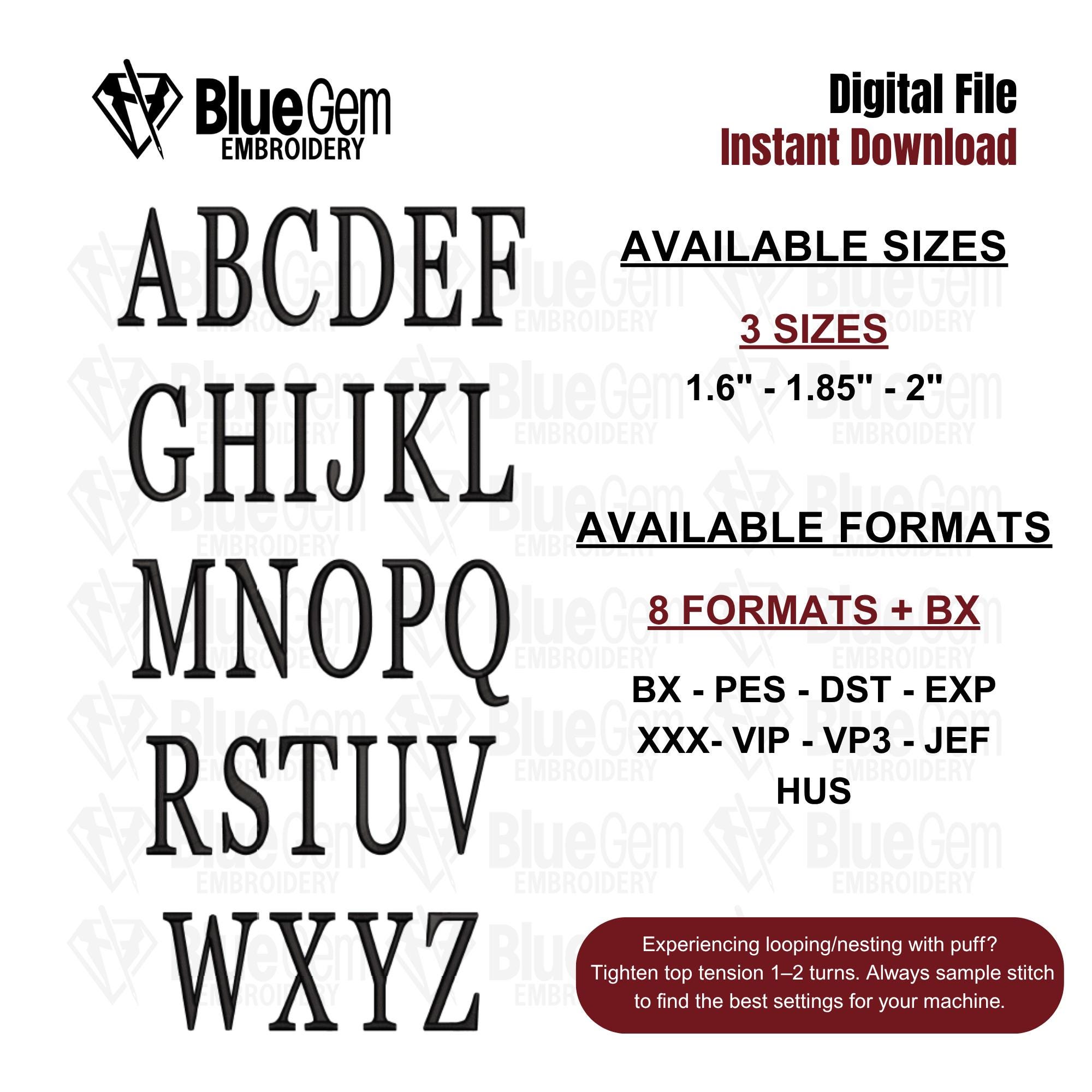 3D Puff Embroidery Font – Tall Letters, 3 Sizes (instant Download) - Etsy