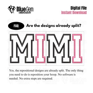 Mimi Applique Embroidery Design: 5 Sizes, 8 Formats (instant Download ...