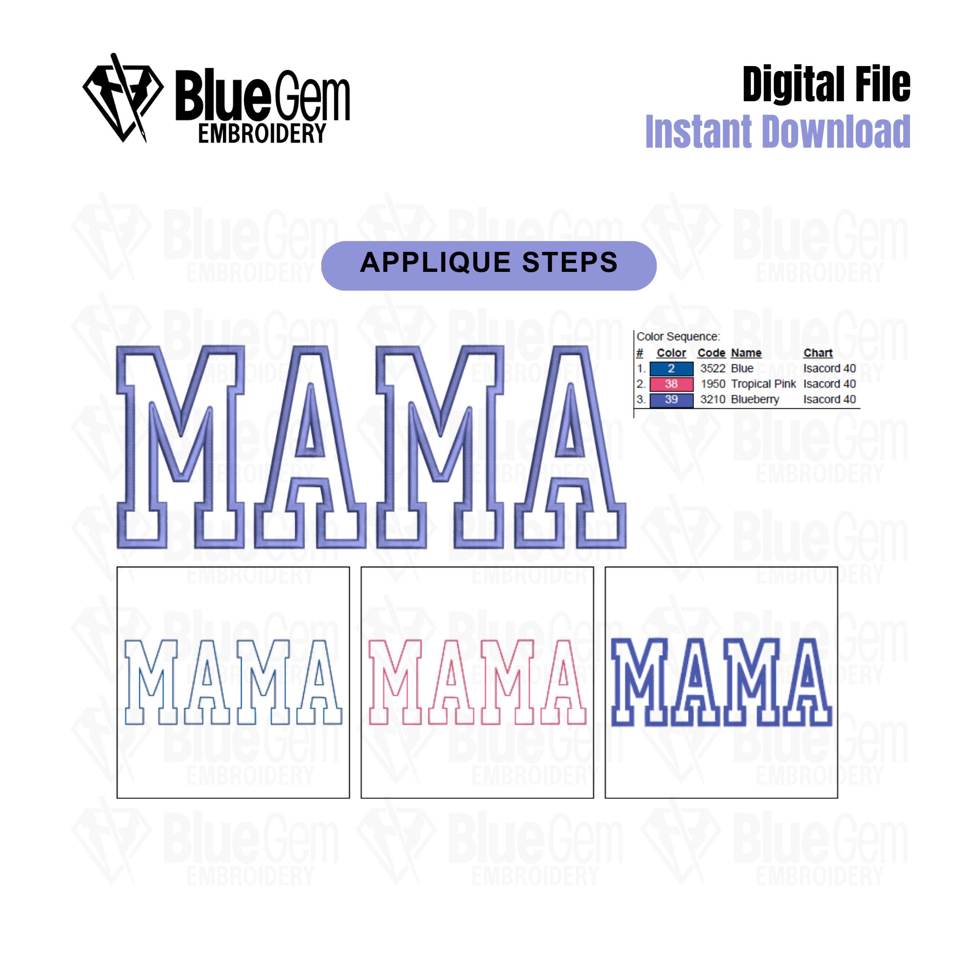 Mama Applique Embroidery Design: 5 Sizes (instant Download) - Etsy