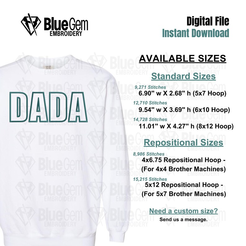 Dada Applique Embroidery Design – 5 Sizes, Split Sizes (instant ...
