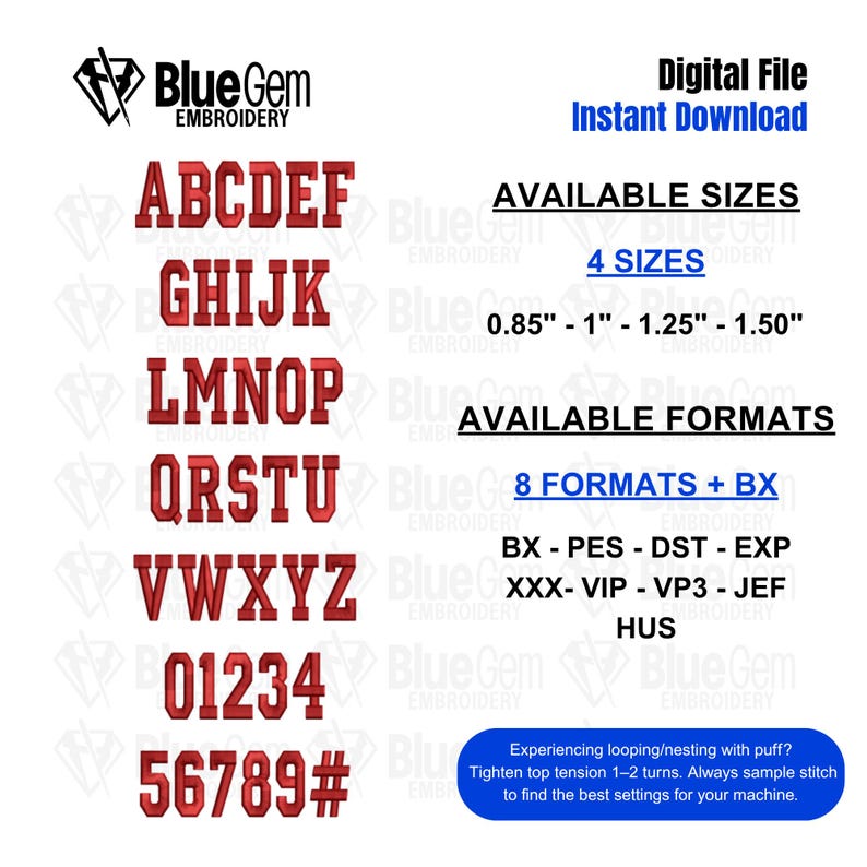 3D Puff Embroidery Font – Varsity Letters for Hats (digital Download ...