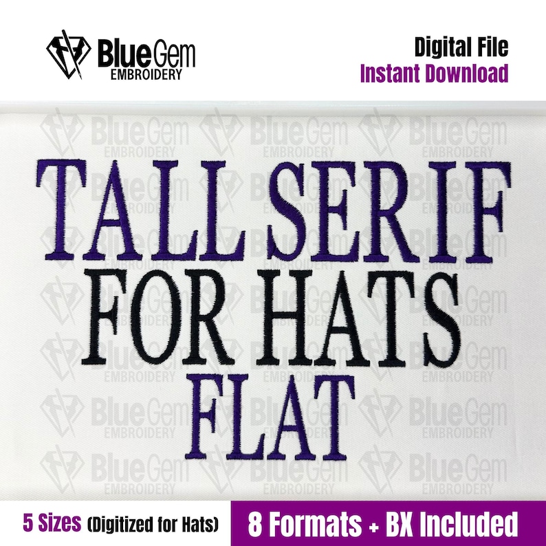 Tall Serif Hat Embroidery Font – A-Z Uppercase Only, BX Included, 5 ...