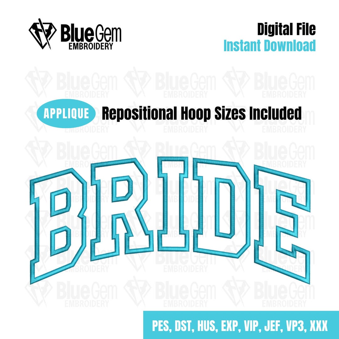 Bride Applique Embroidery Design - Bride Embroidery Design- 5 Sizes - 8 ...