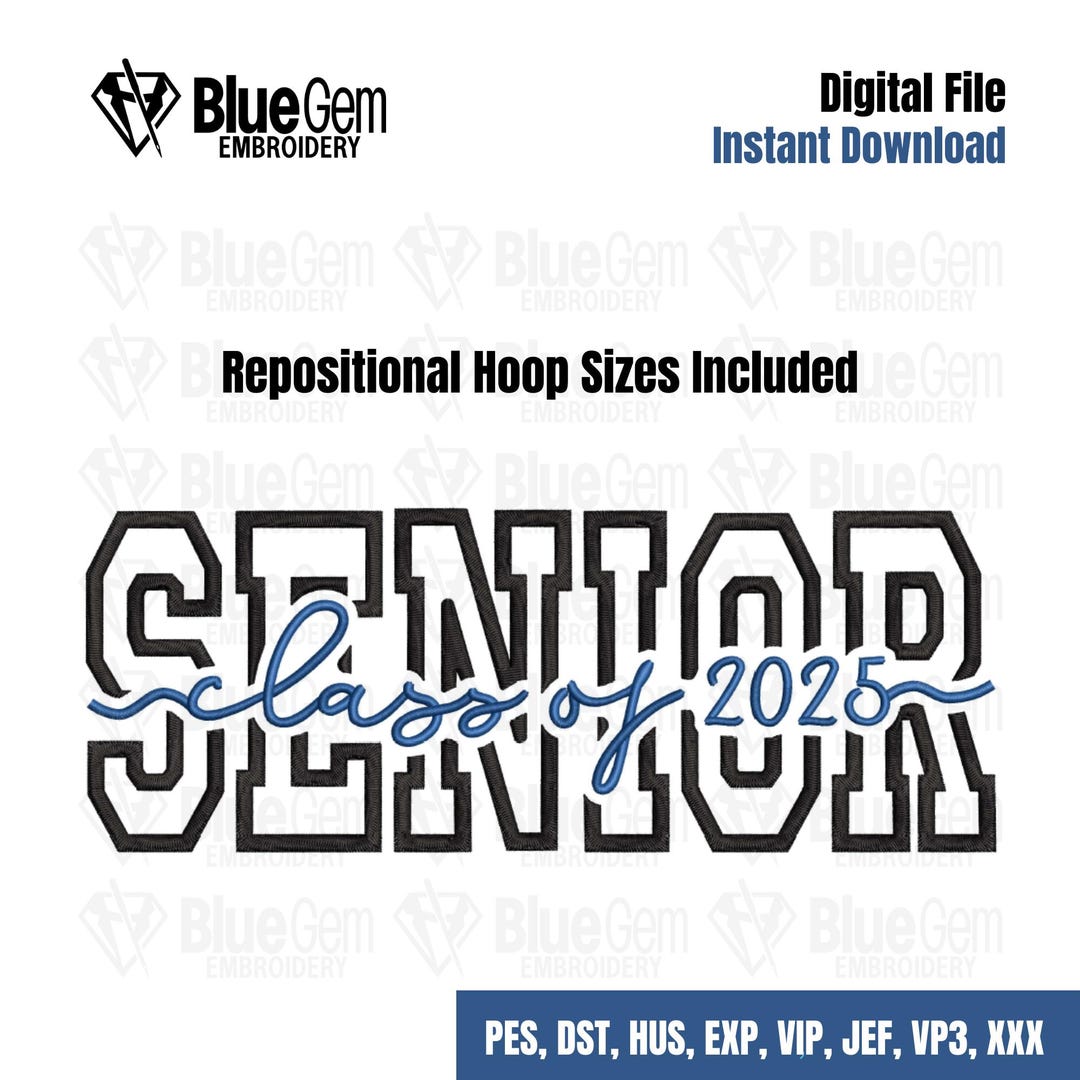 Senior 2025 Embroidery Design: Class of 2025 (instant Download) - Etsy