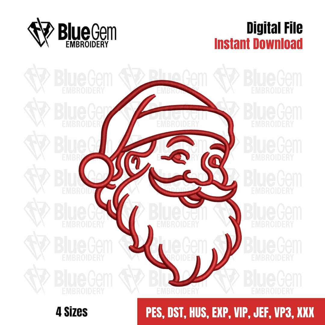 Vintage Santa Face Embroidery Design: 4 Sizes (digital File) - Etsy