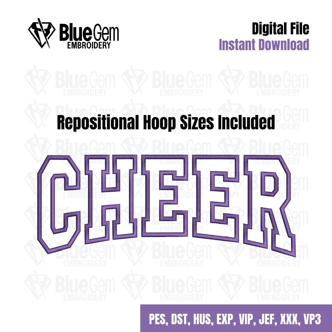 Cheer Applique Embroidery Design: Arched Font, 5 Sizes (digital ...