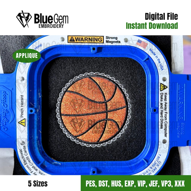 Lace Basketball Applique Embroidery Design – Faux Lace, 5 Sizes ...