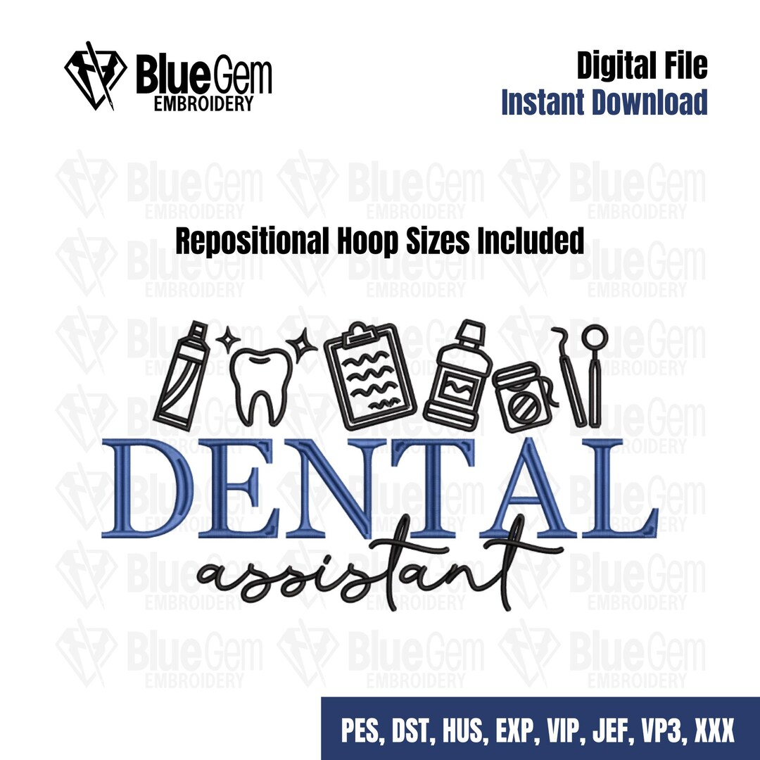 Dental Assistant Icons Embroidery Design: 5 Sizes (instant Download) - Etsy