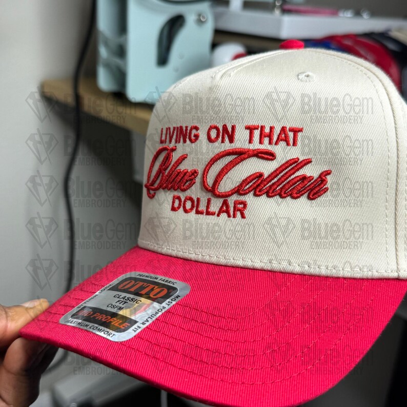 Blue Collar Dollar Hat Embroidery Design – 3D Puff (digital Download ...